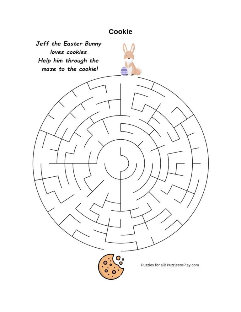 Free Easter Maze: Bunny Maze With a Cookie - Free Printable Easter ...