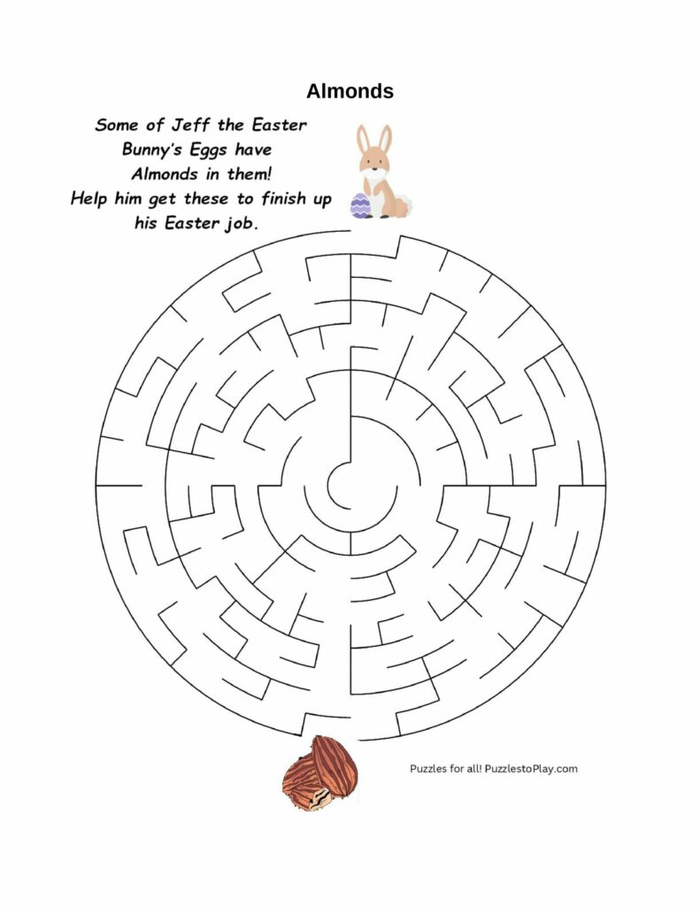 Easter Maze Fun: Jeff the Easter Bunny Maze Crave Almonds - Free ...