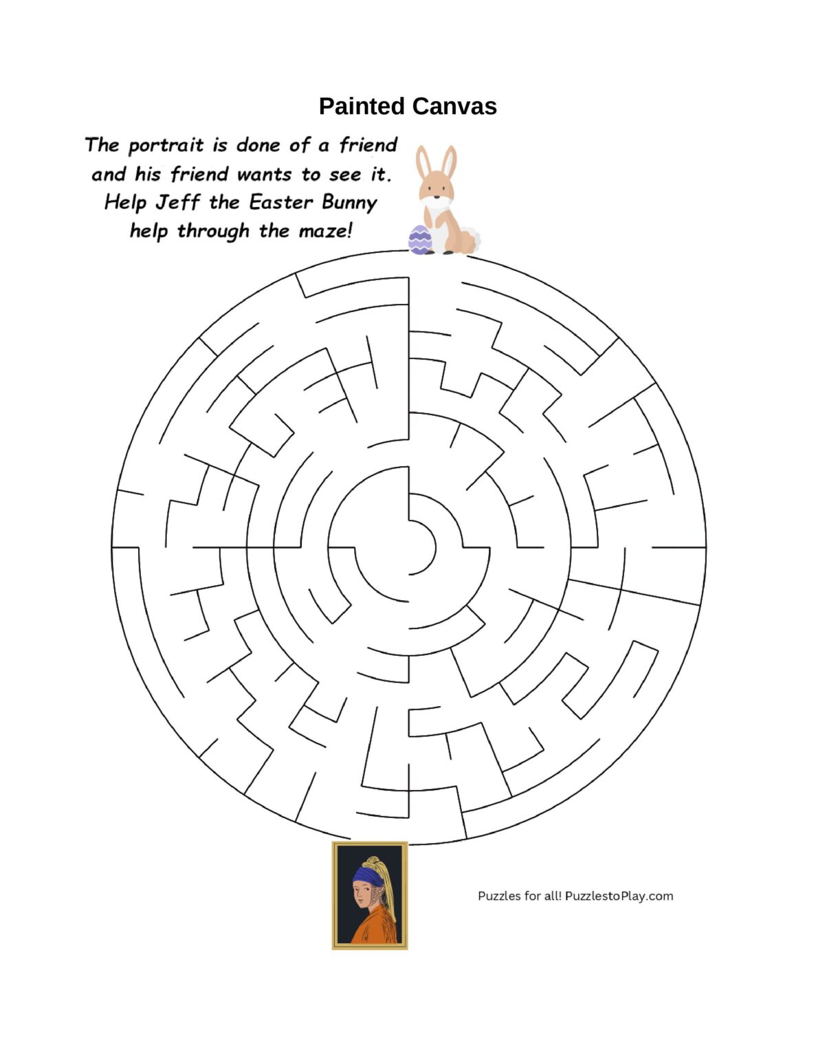 Easter Maze Printable: Bunny Looks For Art - Free Printable Easter ...