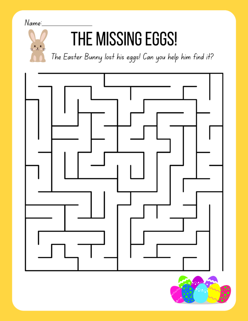 Easter Maze: Help Find Easter Eggs - Free Printable Easter Mazes for Kids
